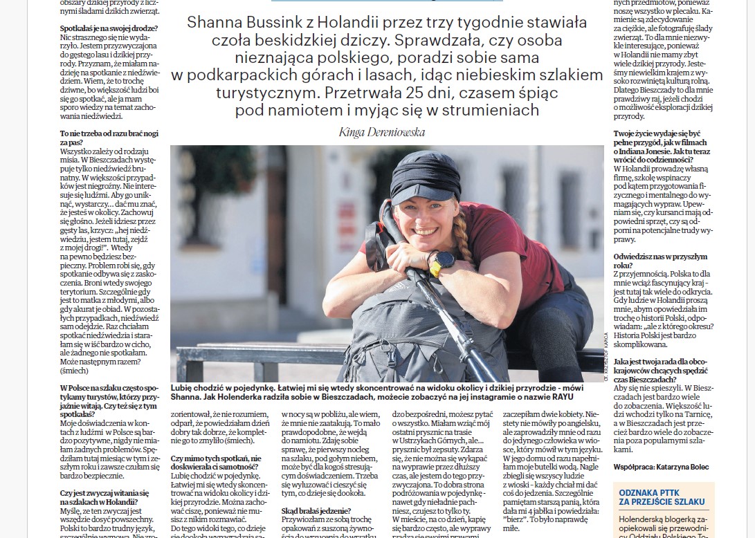 Interview Rayu over solohike door Poolse wildernis in Pools magazine - RAYU